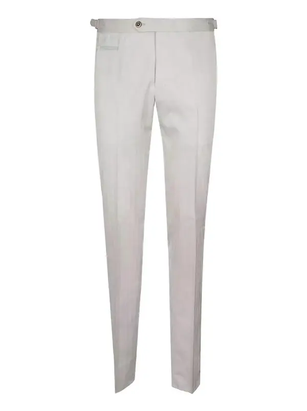 PT TORINO Herringbone Trousers With Side-adjusters - Neutrals