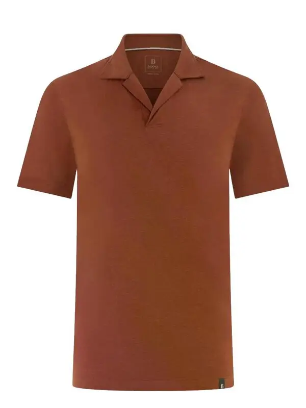 Boggi Milano Slub-texture Short-sleeved Polo Shirt - Brown