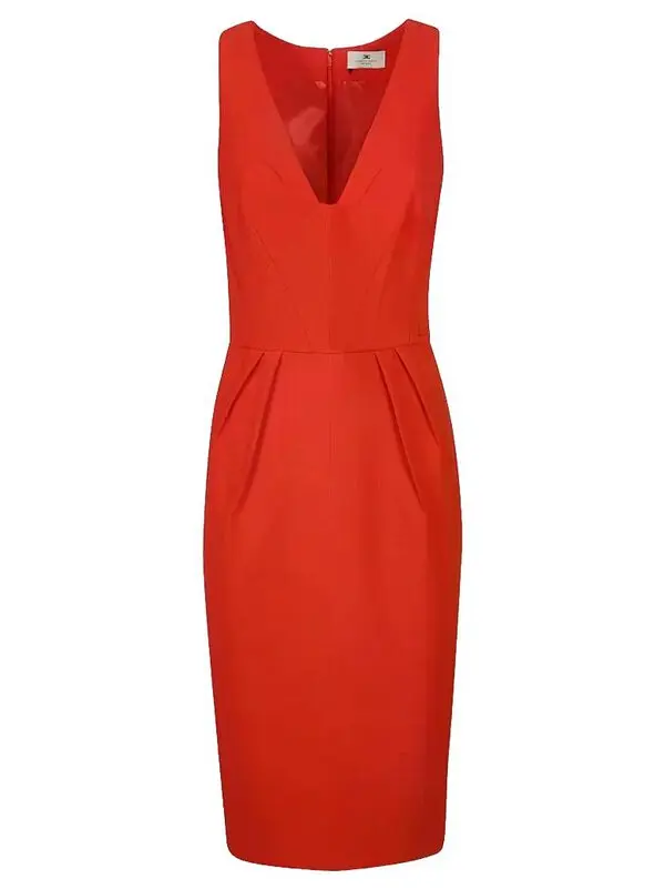 Elisabetta Franchi V-neck Midi Dress - Red