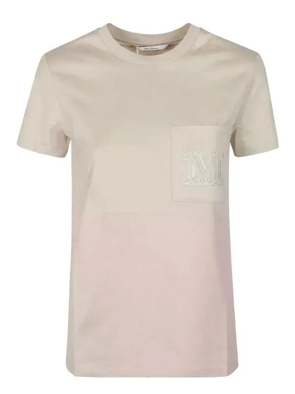 Max Mara Logo-embroidered Pocket T-shirt - Neutrals