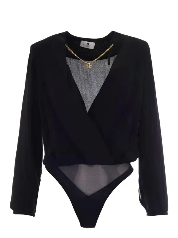 Elisabetta Franchi Chain-detail Wrap Bodysuit - Black