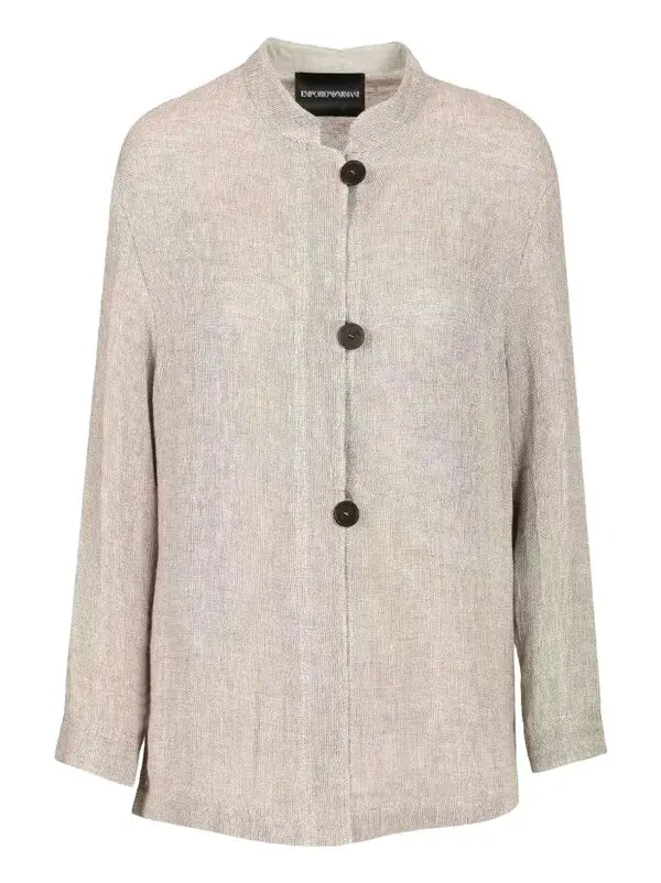 Emporio Armani Textured-weave Blazer - Neutrals