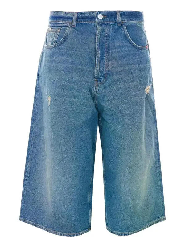 AMISH Ripped-effect Denim Shorts - Blue
