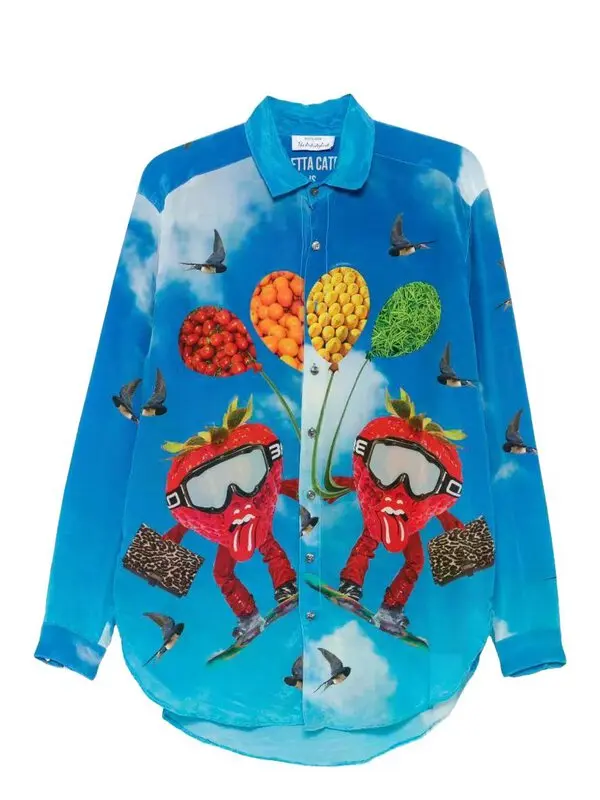 The Artistylist Graphic-print Long-sleeve Shirt - Blue