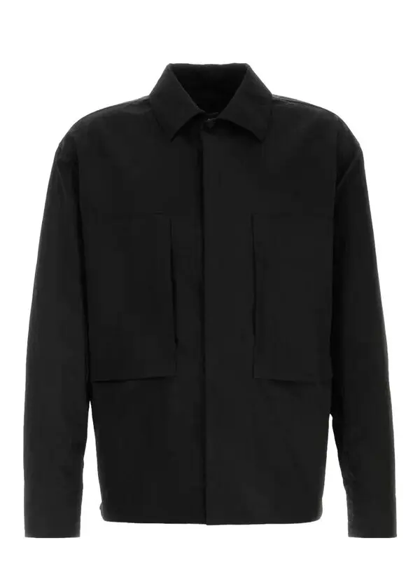 Herno Crinkled-finish Patch-pocket Jacket - Black