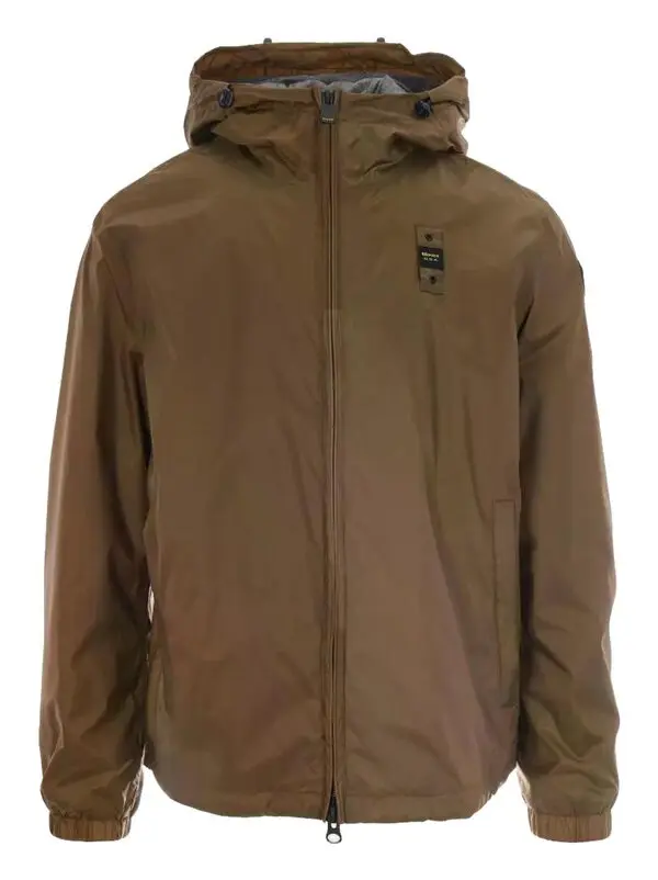 BLAUER. Logo-patch Hooded Jacket - Brown