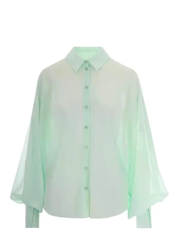 Patrizia Pepe Puff-sleeve Sheer Shirt - Green