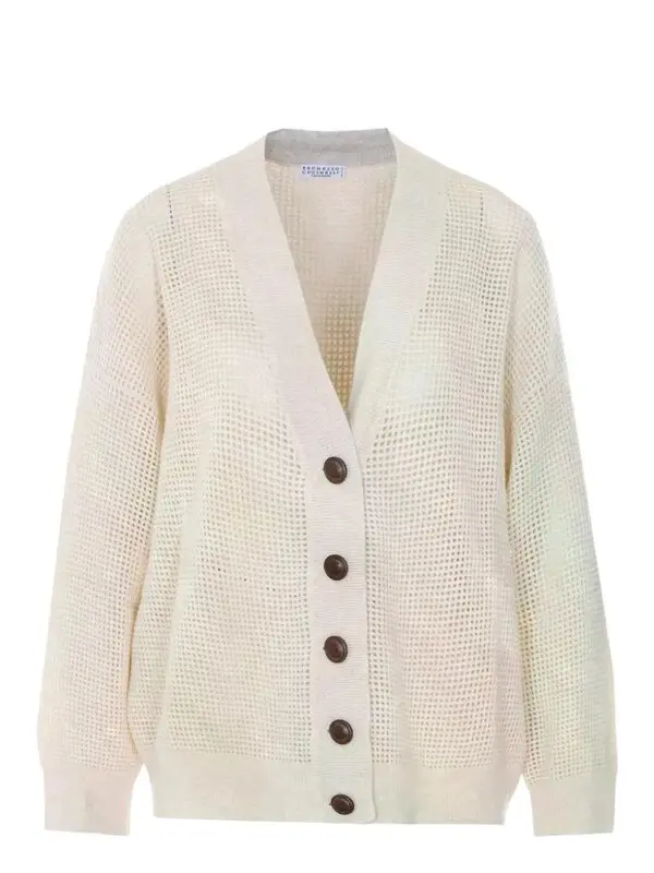 Brunello Cucinelli Open-knit Cashmere Cardigan - Neutrals