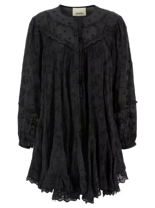 Isabel Marant Zame Floral-embroidered Mini Dress - Black