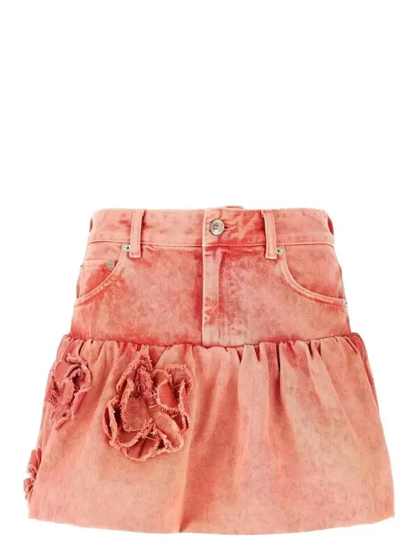 GANNI Floral-appliqué Flared Skirt - Pink
