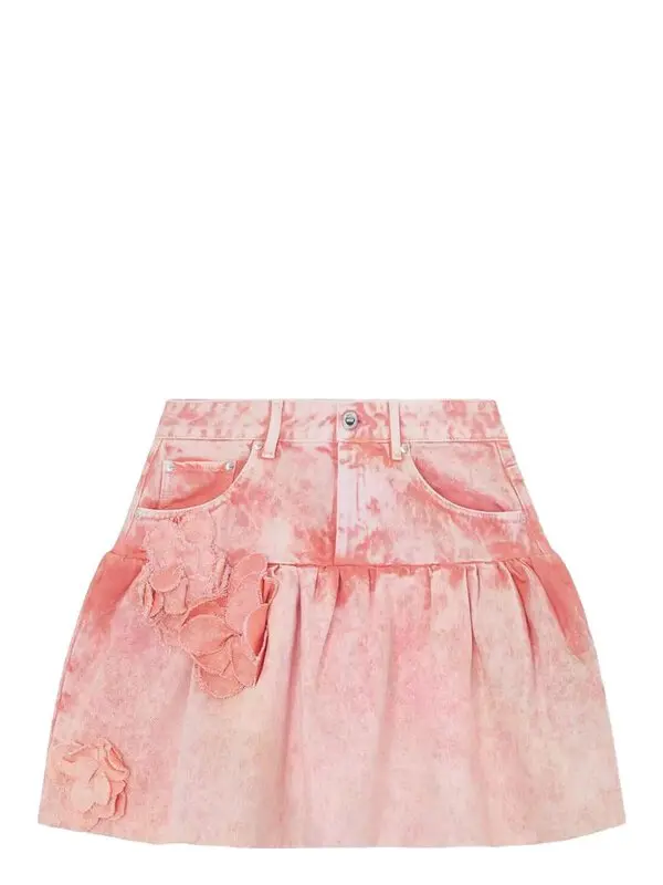 GANNI Floral-appliqué Flared Skirt - Pink