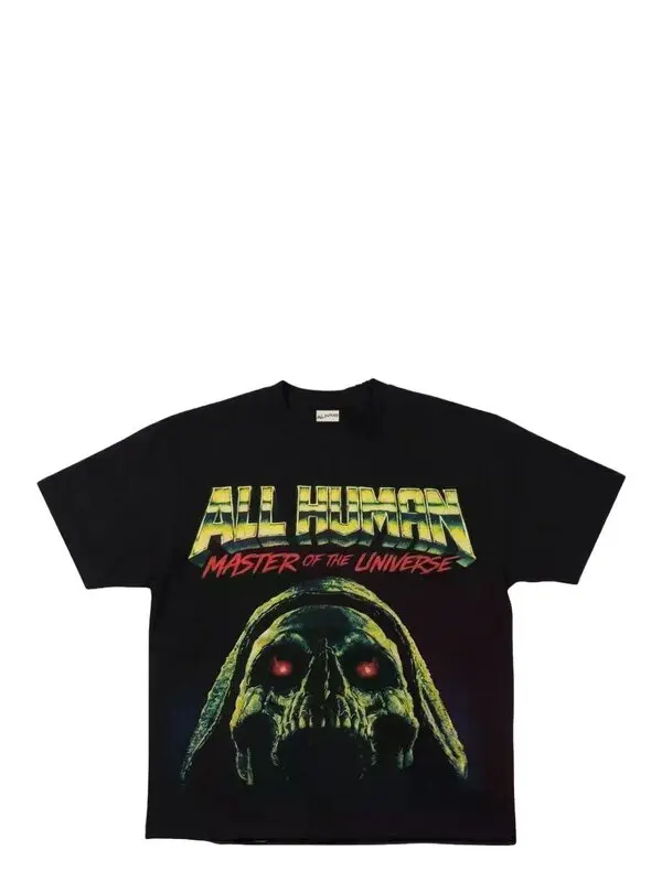 ALL HUMAN Distressed Graphic-print T-shirt - Black