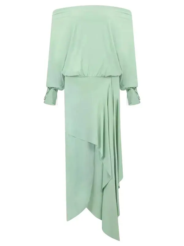 LES FILLES D'EVA Asymmetrical Draped Maxi Dress - Green