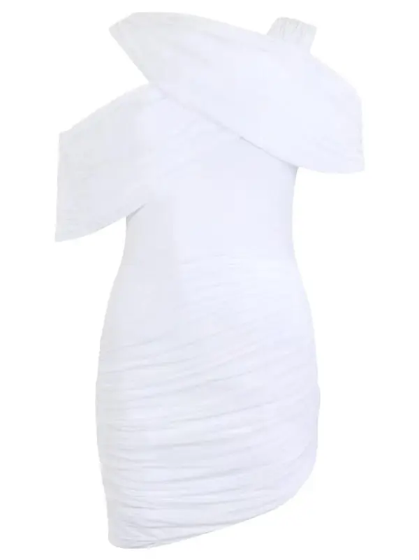LES FILLES D'EVA Asymmetrical Ruched Mini Dress - White
