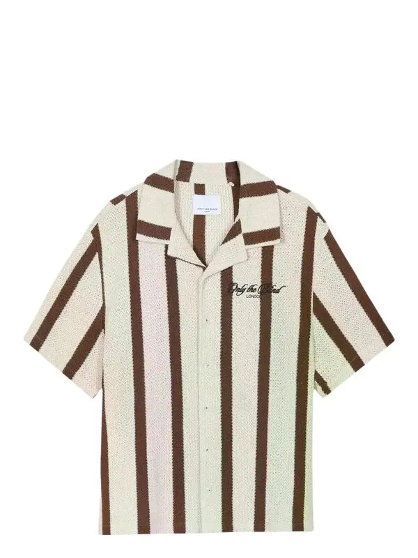 ONLY THE BLIND Crochet-knit Striped Shirt - Neutrals