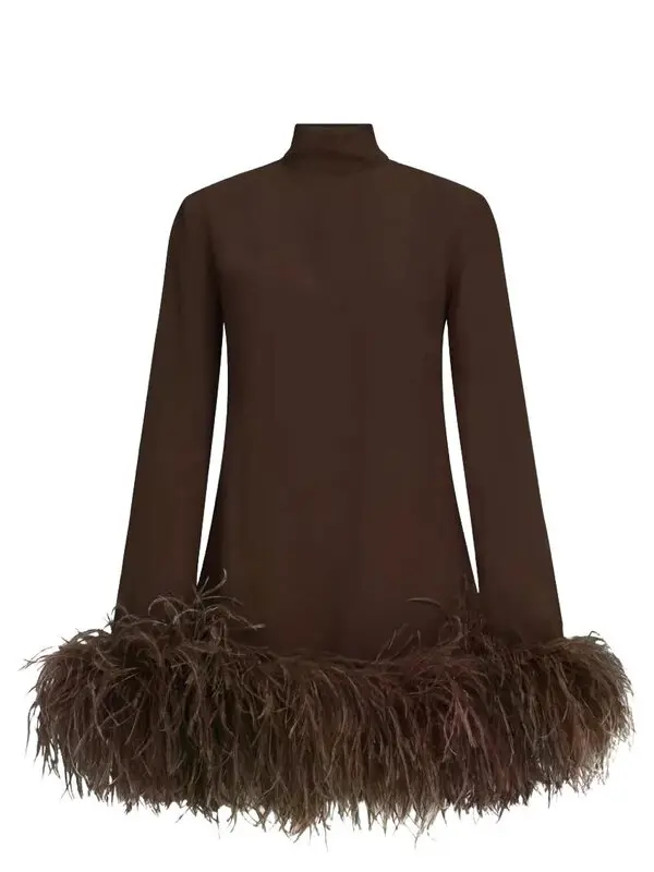 TALLER MARMO Gina Feather-trim Dress - Brown