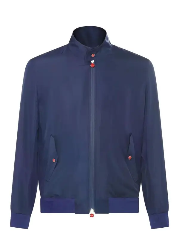 Kiton High-neck Jacket With Ribbed Trim - Blue