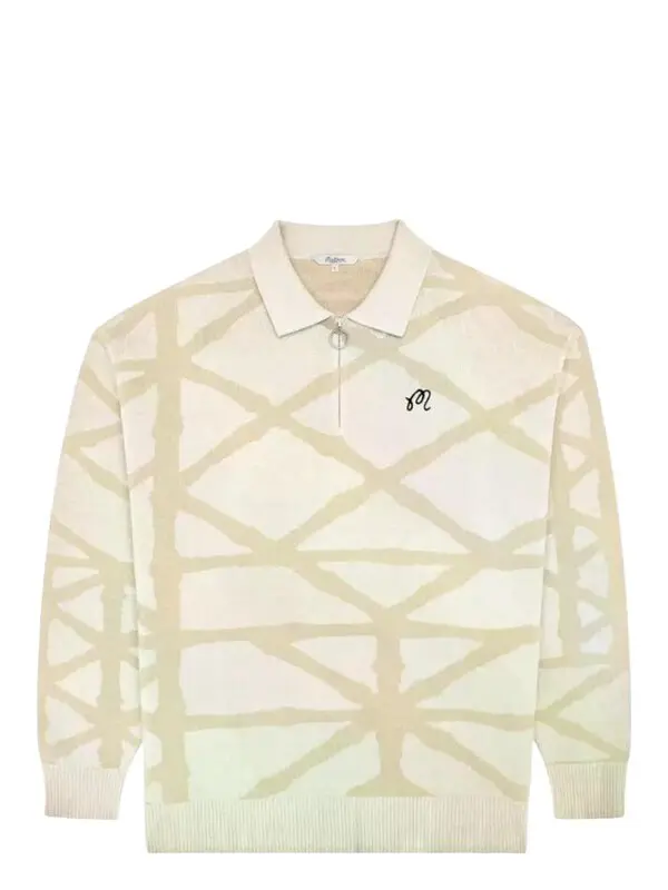 MALBON Verdant Geometric-pattern Polo Shirt - Neutrals