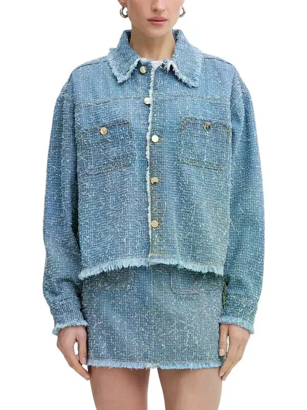 Guess Frayed Buttoned Jacket - Blue