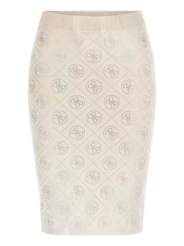 Guess Logo-pattern Midi Pencil Skirt - Neutrals