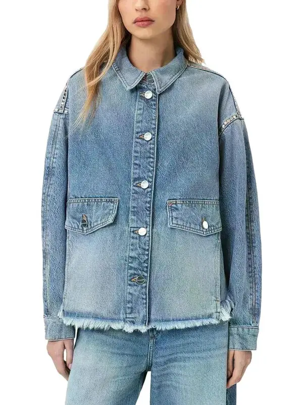 ALLSAINTS Studded Embellished Oversized Shirt - Blue