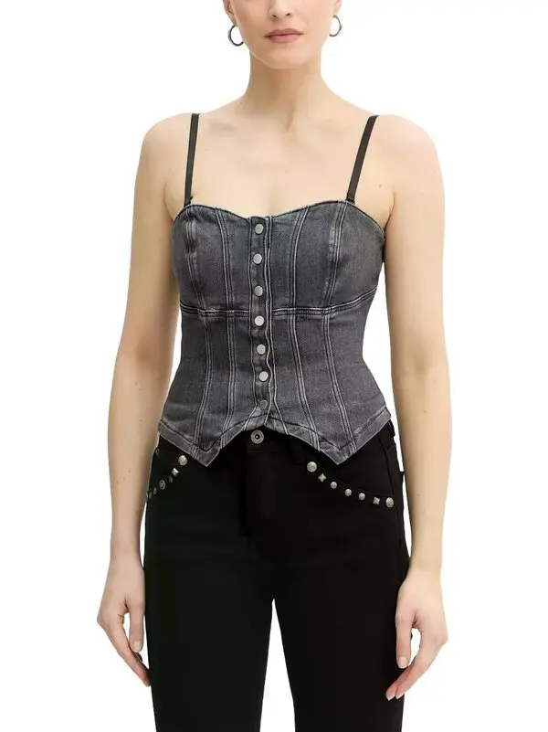 Guess Cecile Denim Corset Top - Grey