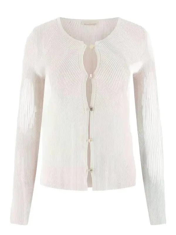 Guess Embellished-button Ribbed Cardigan - Neutrals