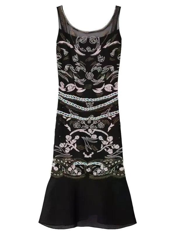 Tory Burch Embellished Mesh Drop-waist Dress - Black