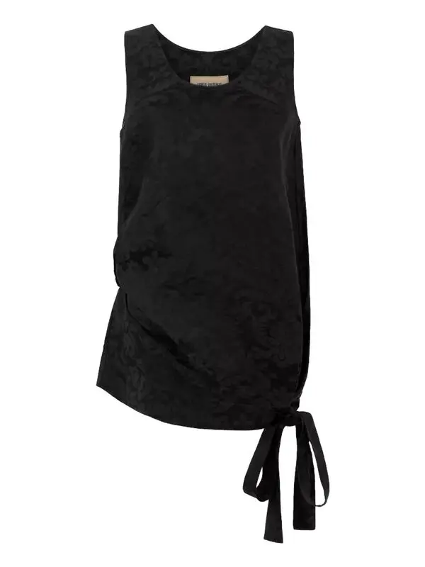 UMA WANG Jacquard-pattern Draped Top - Black