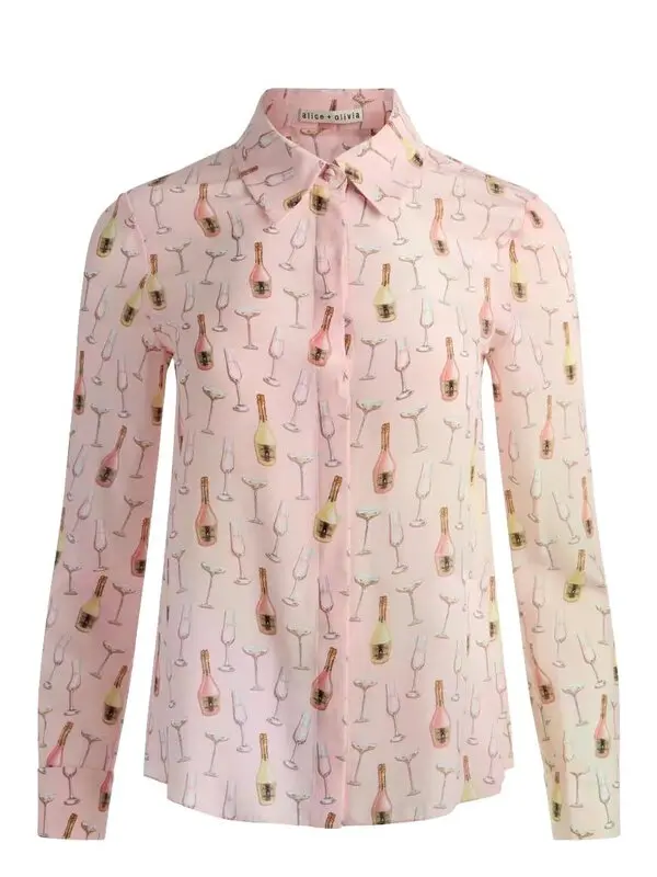 Alice + Olivia Graphic-print Button-down Shirt - Pink
