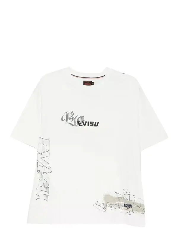 EVISU Graphic-print Logo-patch T-shirt - White