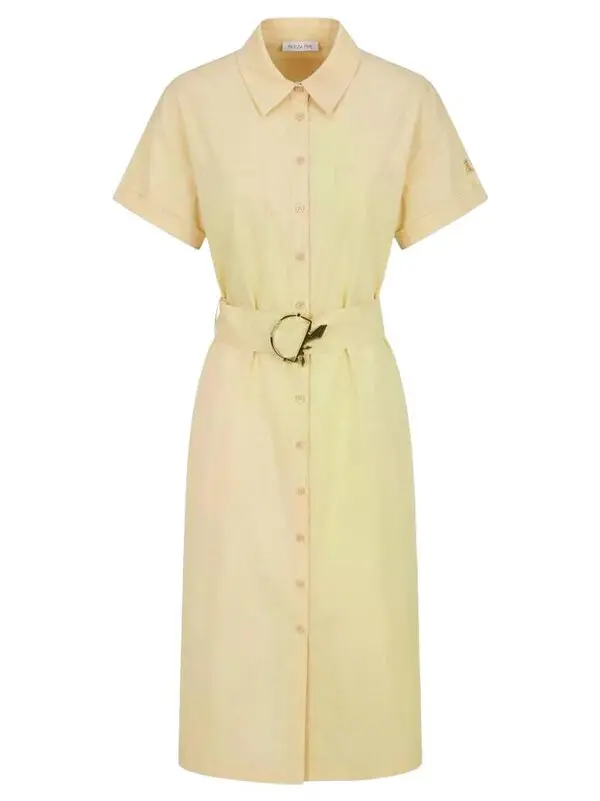 Patrizia Pepe Belted Short-sleeve Midi Shirt Dress - Neutrals