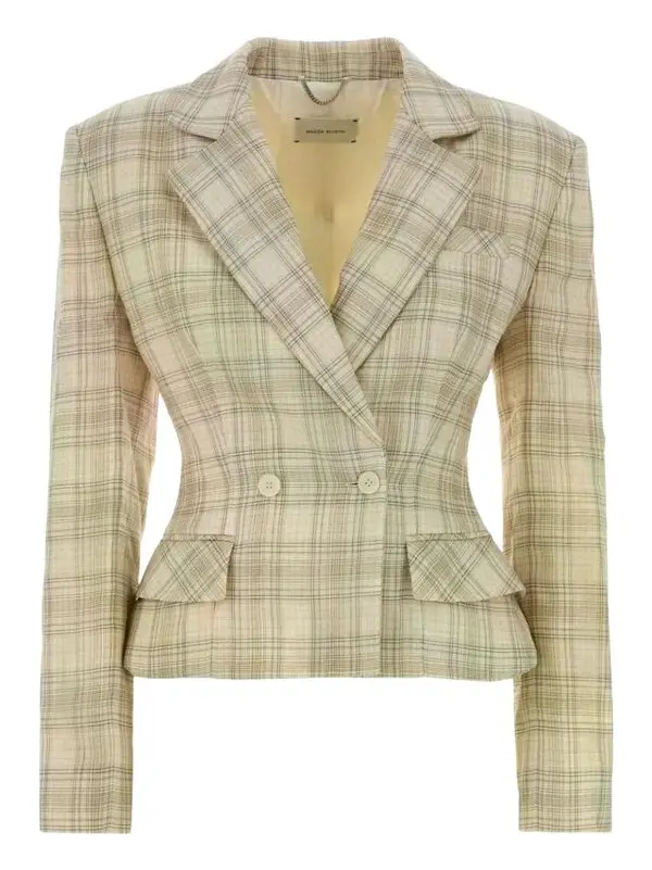 Magda Butrym Check-pattern Double-breasted Blazer - Neutrals