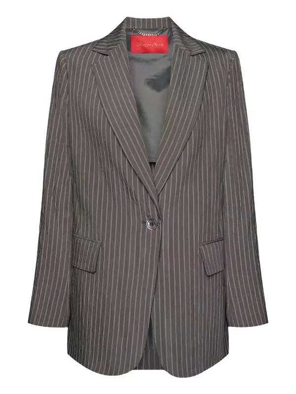 ELENA MIRO` Pinstripe Crinkled Blazer - Grey