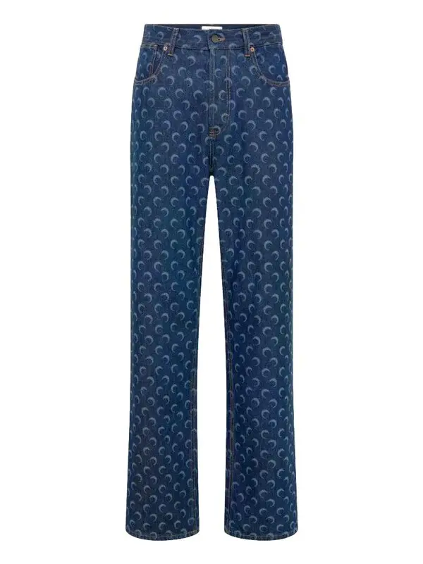 MARINE SERRE Crescent Moon Print Jeans - Blue