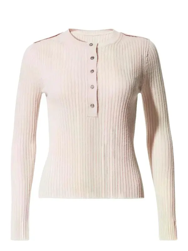 Perfect Moment Henley-neck Ribbed Top - Pink