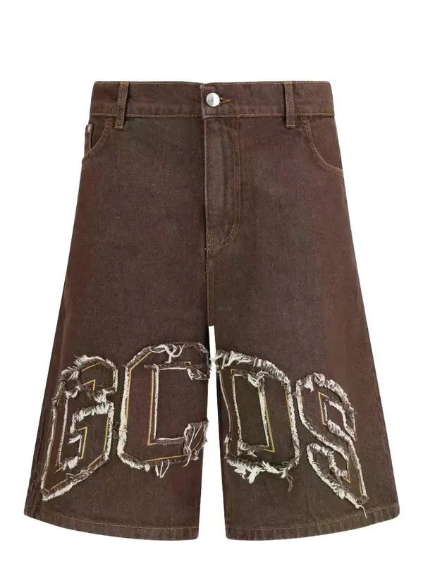 Gcds Logo-patch Shorts - Brown