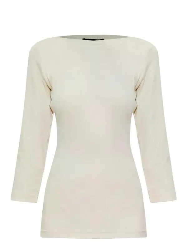 Fabiana Filippi Three-quarter Sleeve Boat-neck Top - Neutrals