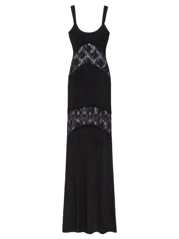 ANIYE BY Floral-pattern Maxi Dress With Lace Panels - Black