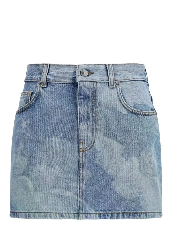 Fiorucci Angels-print Denim Skirt - Blue