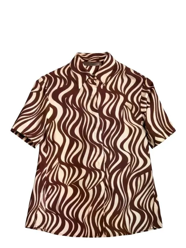 Enza Costa Wave-print Shirt - Brown