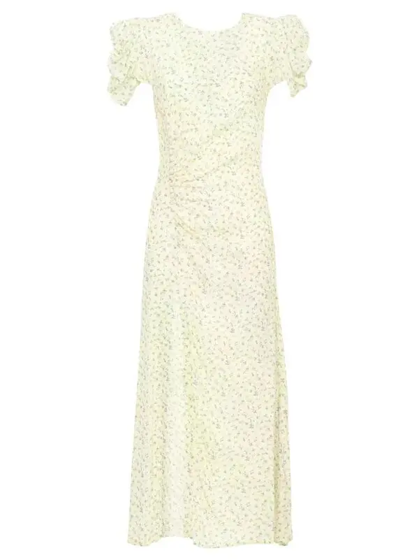 MAR DE MARGARITAS Floral-print Draped Midi Dress - Green