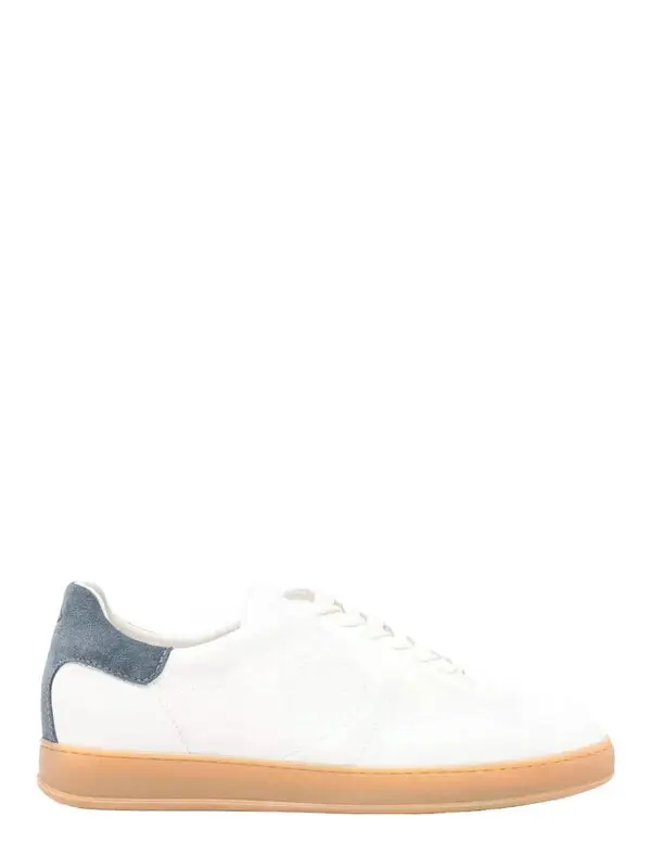 Tagliatore Grained-leather Sneakers With Suede Paneling - White