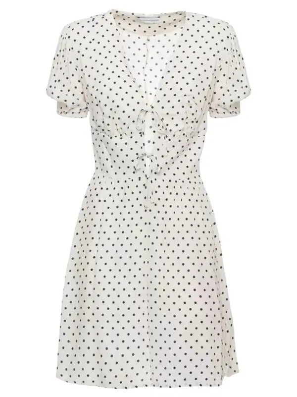 MAR DE MARGARITAS Polka-dot Tie-front Dress - White