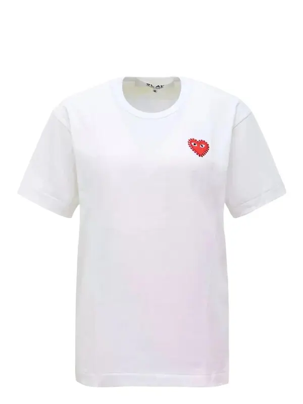 Play Comme Des Garcon Heart-patch Cotton T-shirt - White