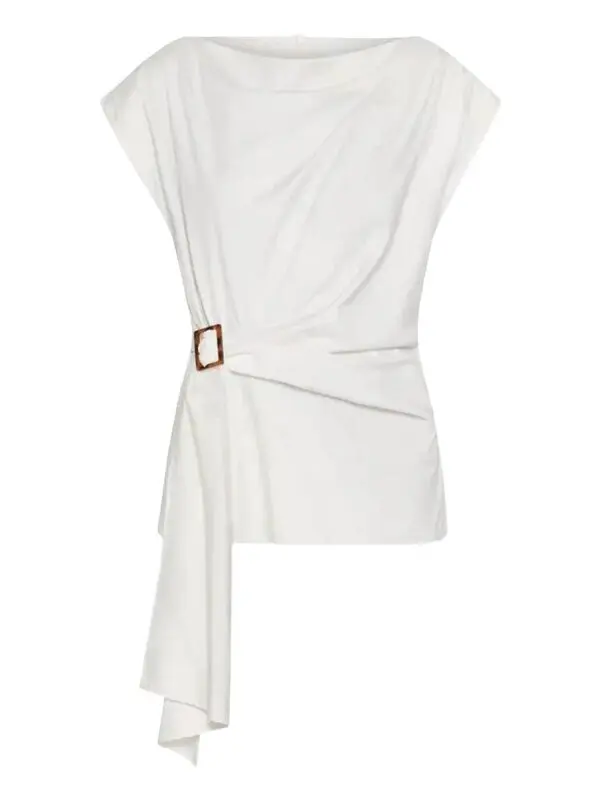 Marella Buckle-detail Draped Top - Neutrals