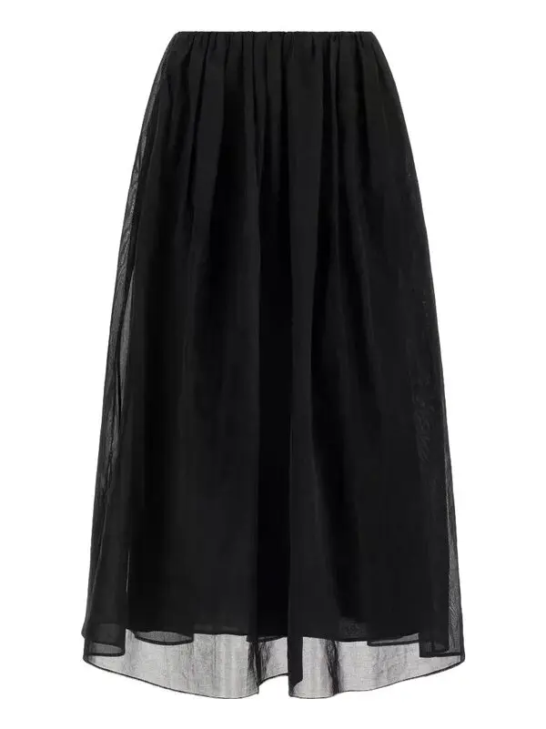 Brunello Cucinelli Organza Midi Skirt - Black