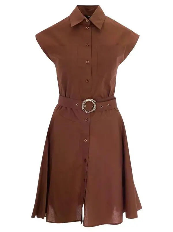 Liu Jo Belted Button-down Mini Shirt Dress - Brown