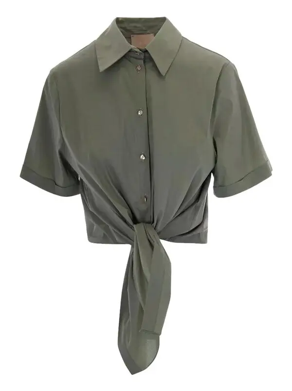 Liu Jo Front-tie Cotton Shirt - Green