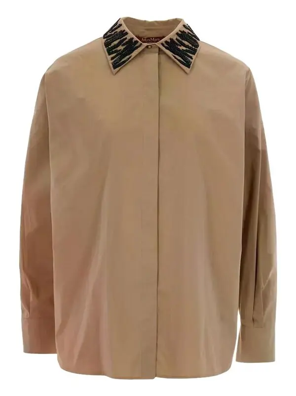 Max Mara Detailed-collar Cotton Shirt - Neutrals